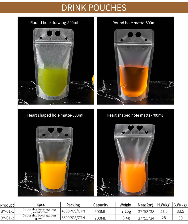 Disposable Plastic Drink Pouch To Go Beverage Bags - Lokyo Packaging UK LTD
